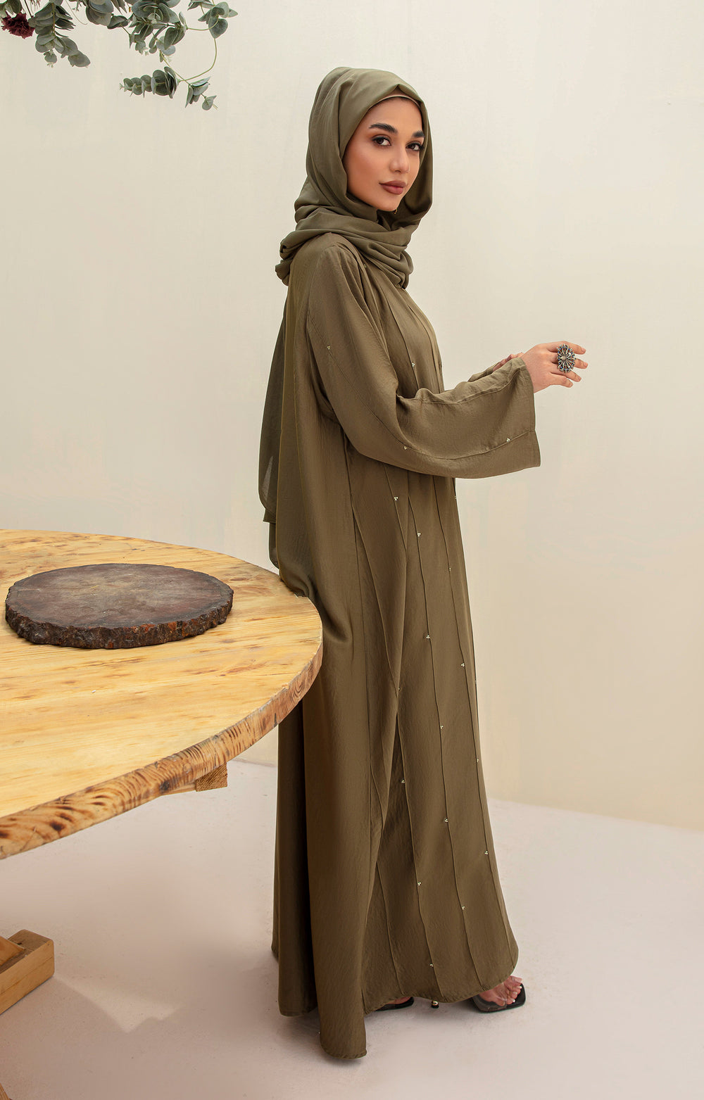 OLIVE IRENE FRONT OPEN ABAYA